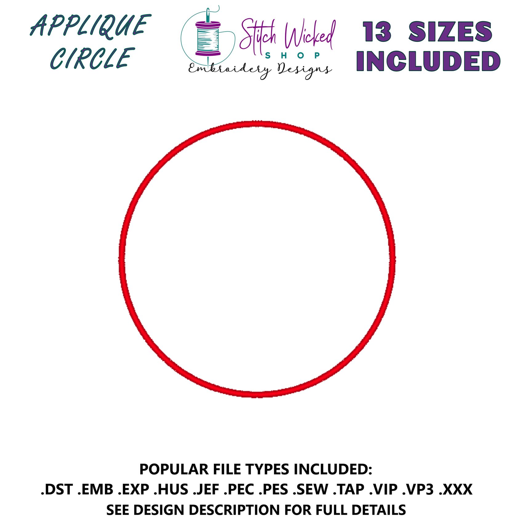 Circle Applique Machine Embroidery Design – Stitch Wicked Shop