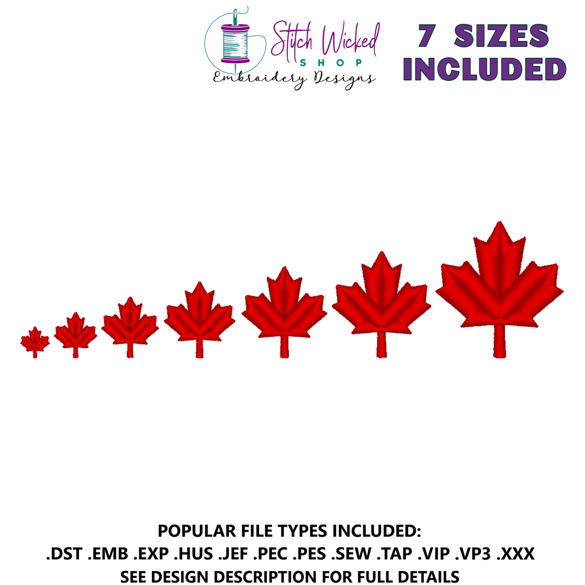 Mini Canada Maple Leaf Machine Embroidery Design – Stitch Wicked Shop