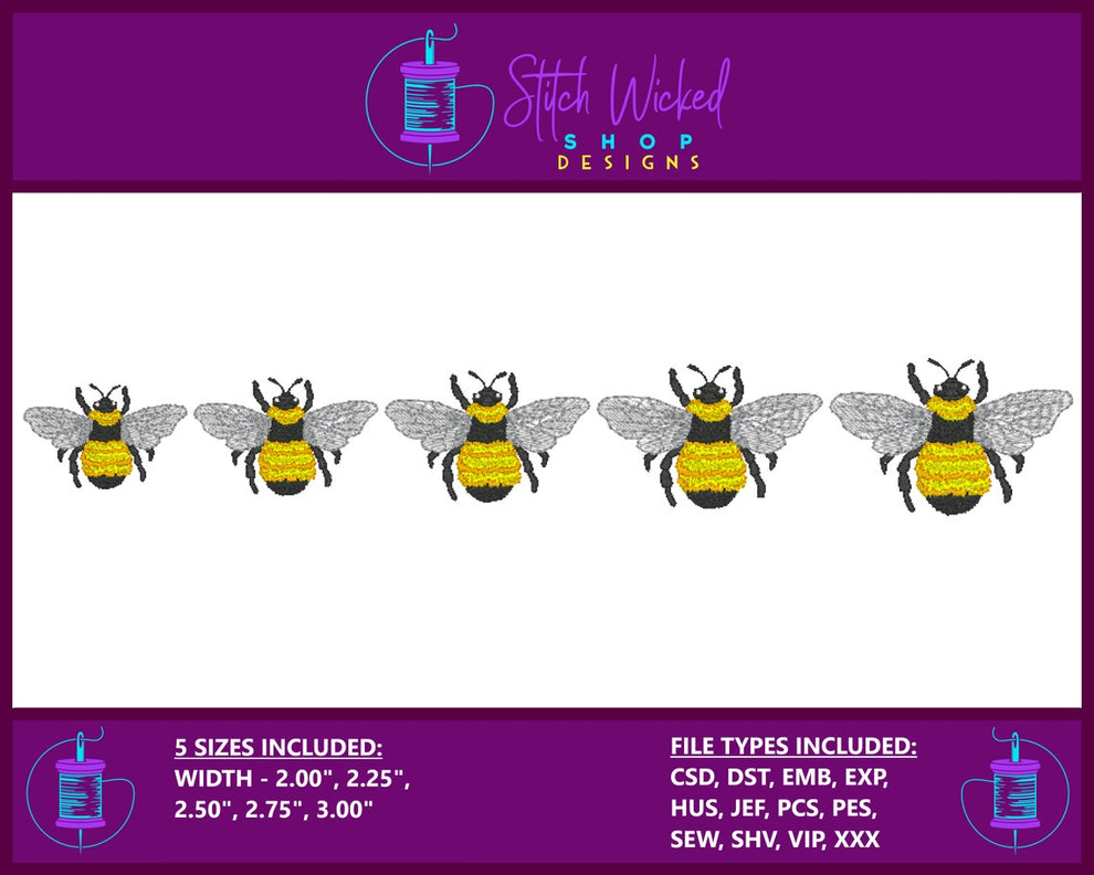 Bumble Bee Machine Embroidery Design, Small Honey Bee Embroidery Patte ...