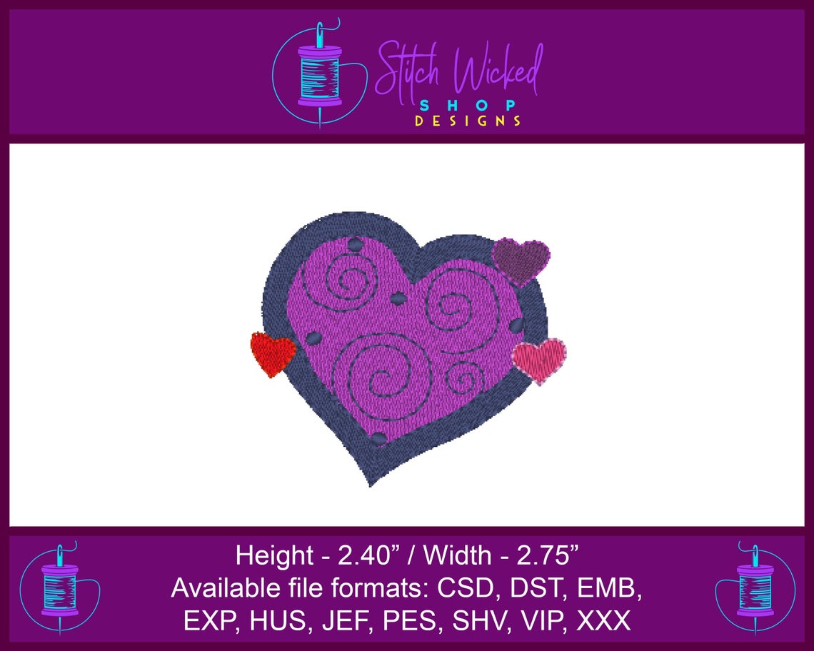 Heart Swirls Machine Embroidery Design, Digital Download – Stitch ...