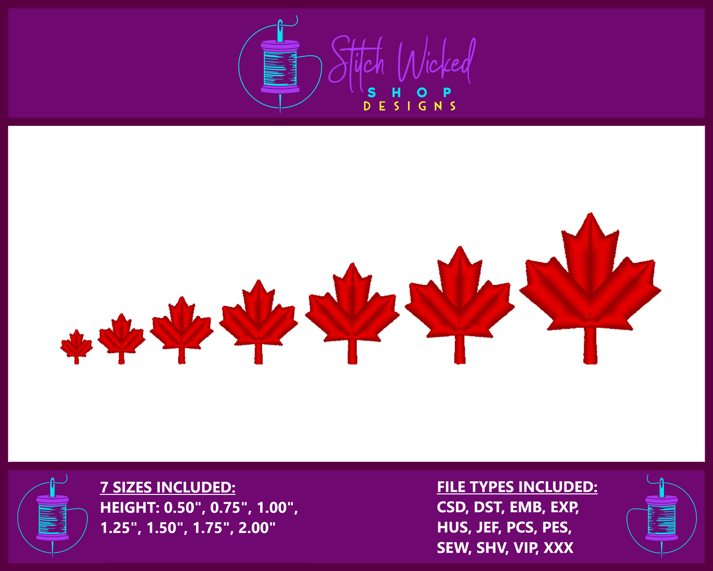 Mini Canada Maple Leaf Machine Embroidery Design, Digital Download, 7 ...